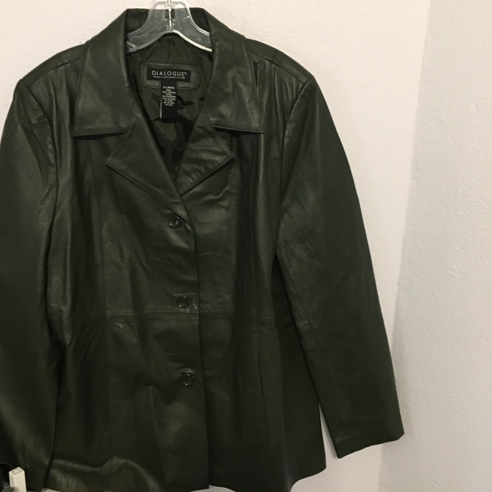 Forest Green Leather Coat. Beautiful! - Gem
